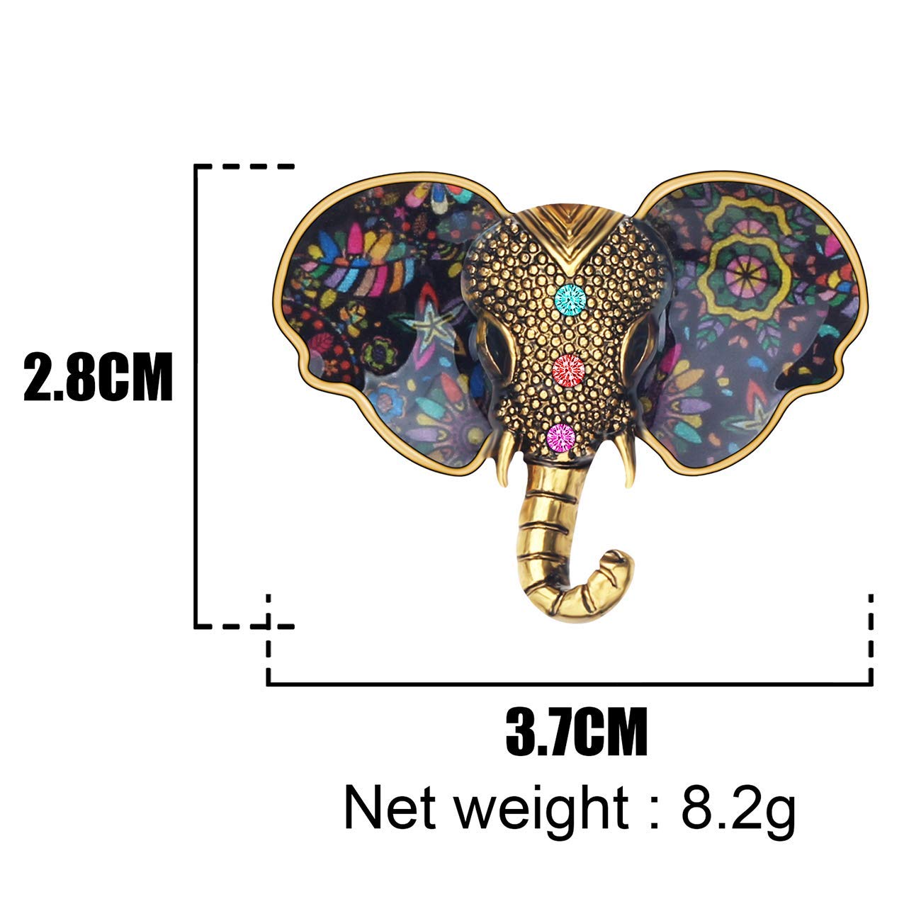 DUOWEI Metal Enamel Shiny Rhinestone Elephant Brooch Elegant Animals Pin Lapel Clothes Scarf Women Teens Jewelry Gift (Multicolor)