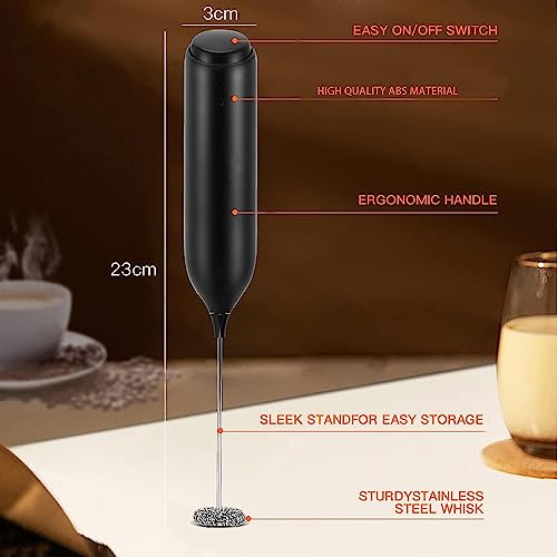 FFG Milk Frother Handheld , New Upgraded Wall Mount Bracket usb Socket Induction Charging Manual Coffee Maker. Handheld Electric Milk Frother For Coffee Matcha Cappuccino Hand Mixer (Black)