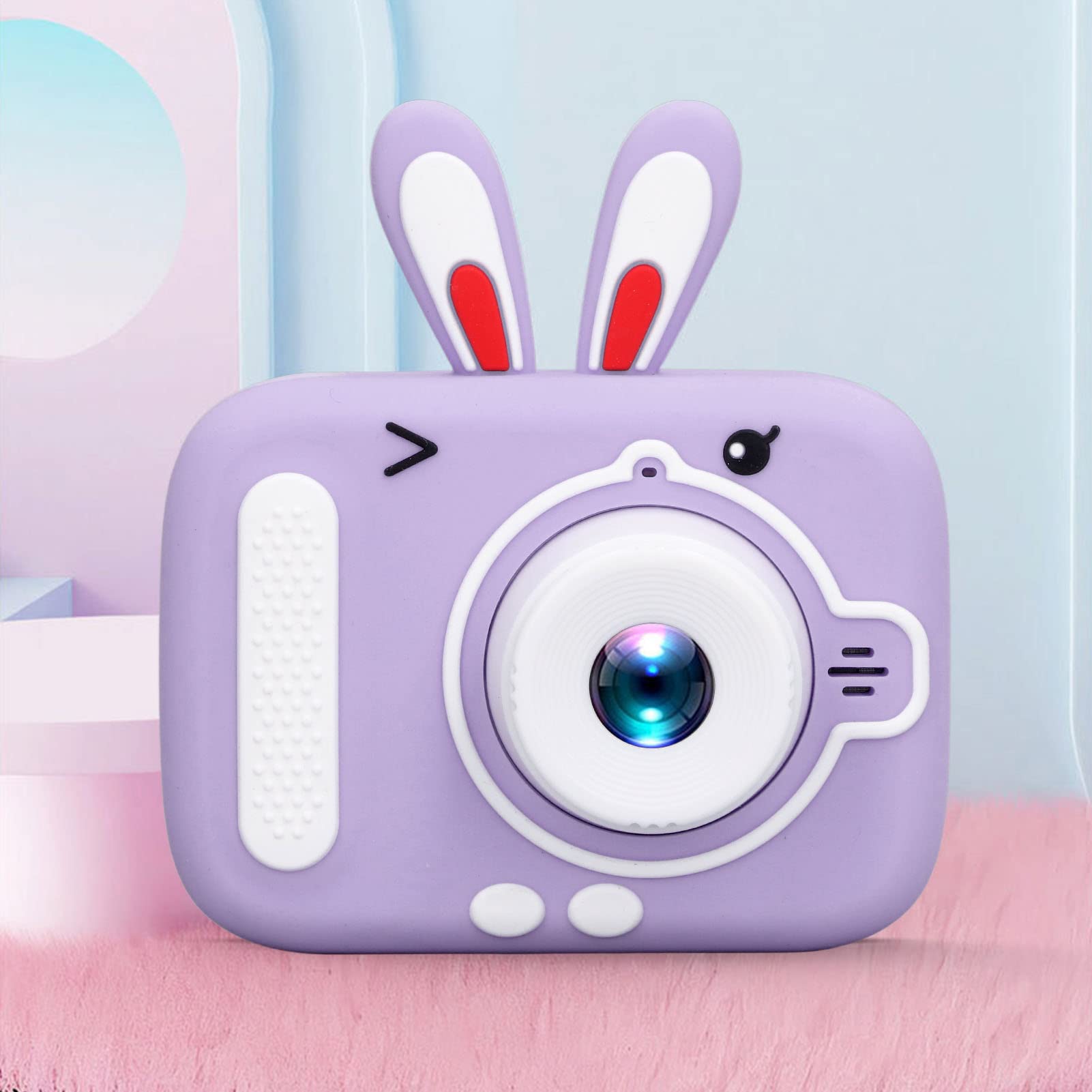 Children Digital Camera 20MP 400mAh 1080P USB 2in Color Display Automatic Focusing Kid Student Digital Camera Games Kids Electronics Personal Video Players Accessories (Purple) E