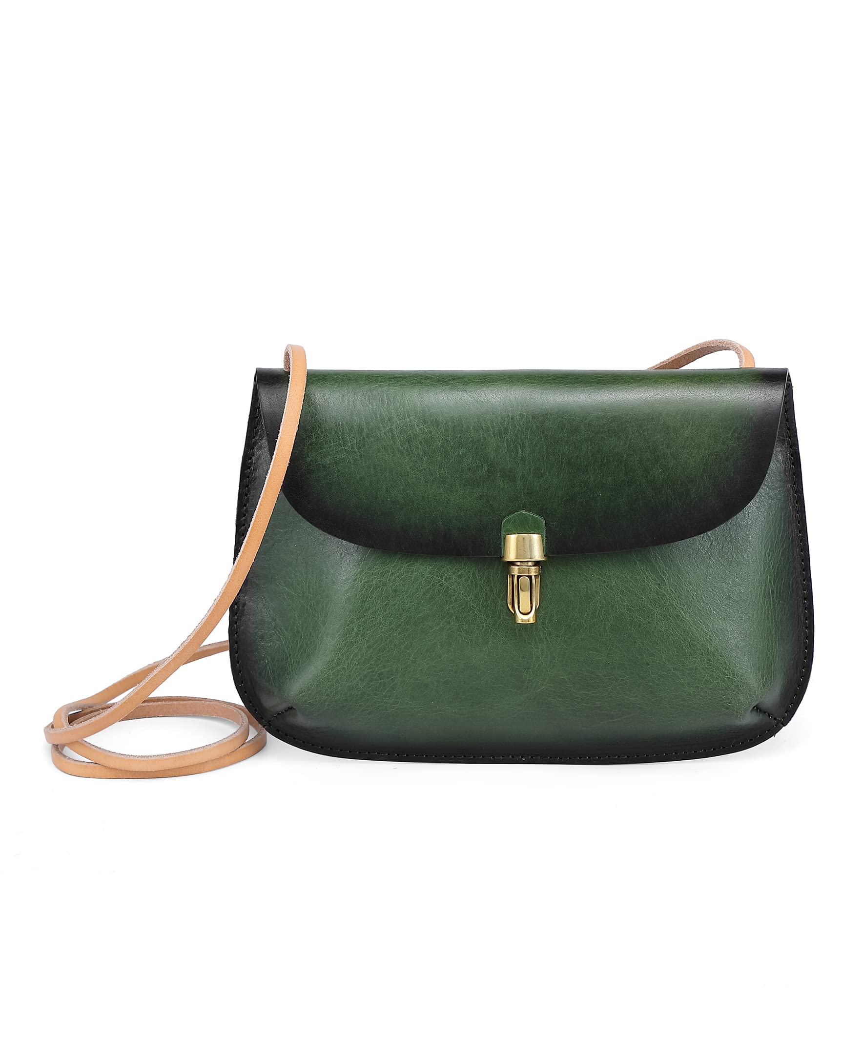 OLD TREND Ada Leather Crossbody Bag (Green Ombre)