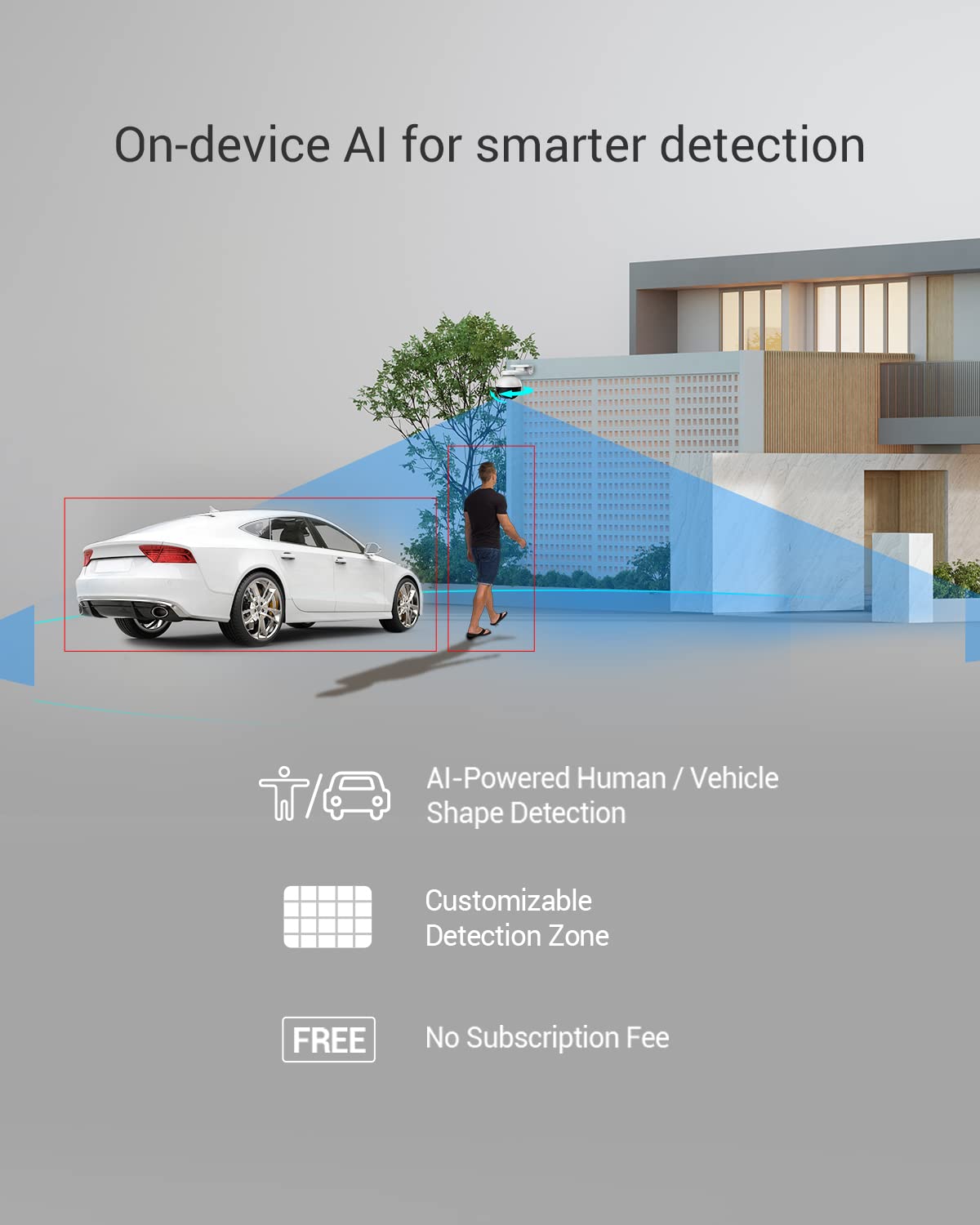 EZVIZ Security Camera Outdoor, Auto Tracking, WiFi Camera,Color Night Vision, AI Person Detection Two-Way Talk | C8W Pro 2K (4mm) Smart Plug T30-B