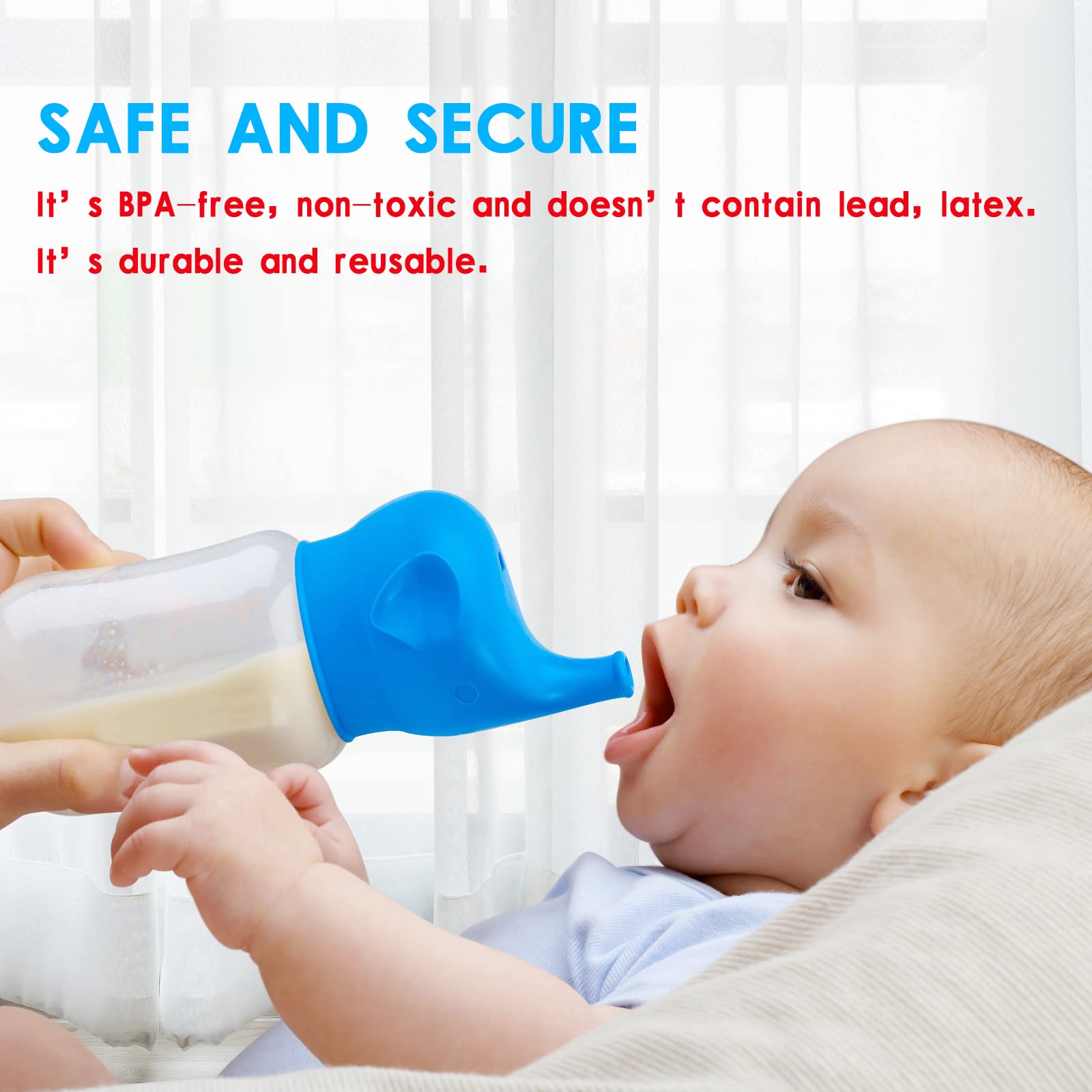 Yagote Silicone Sippy Cup Lids, 5 Packs Elephant Spill-Proof Sippy Cup for Babies, Toddlers and Kids