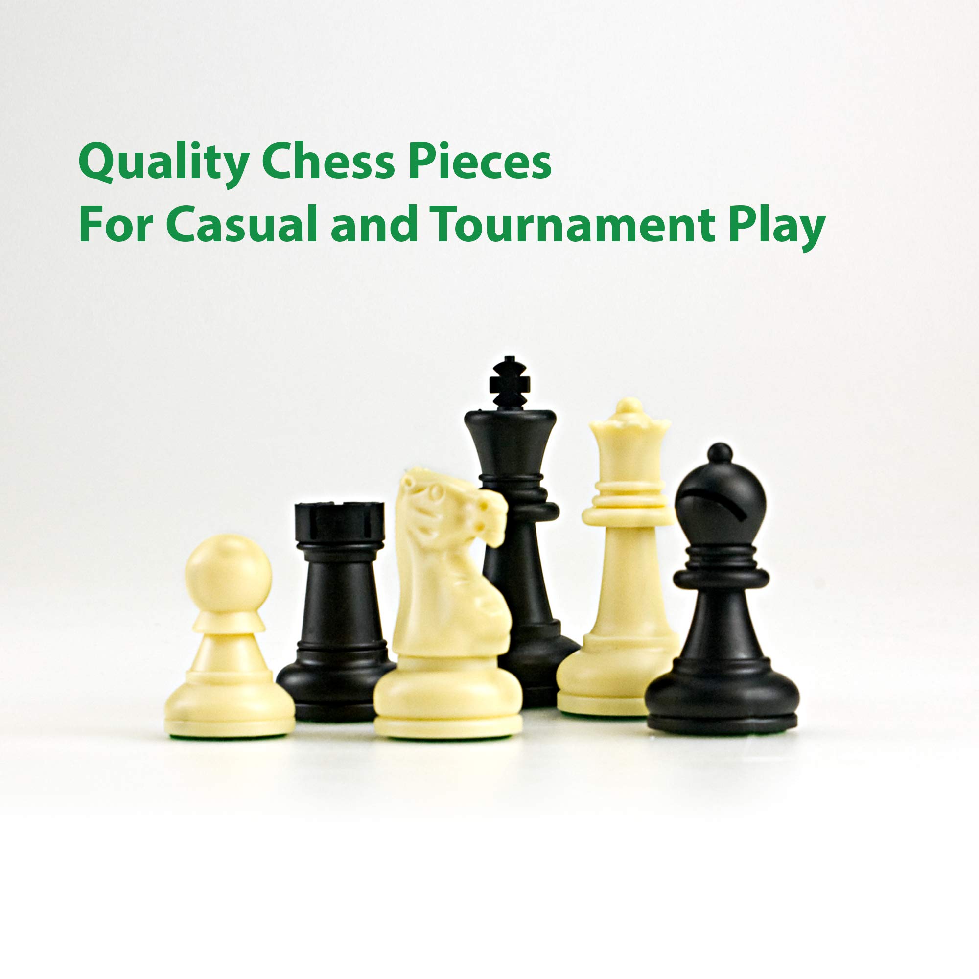 Sterling Games Extra Large 20" x 20" Roll Up Chess Mat and Chess Pieces Set, Tournament Chess Pieces, Green Vinyl Travel Chess Mat