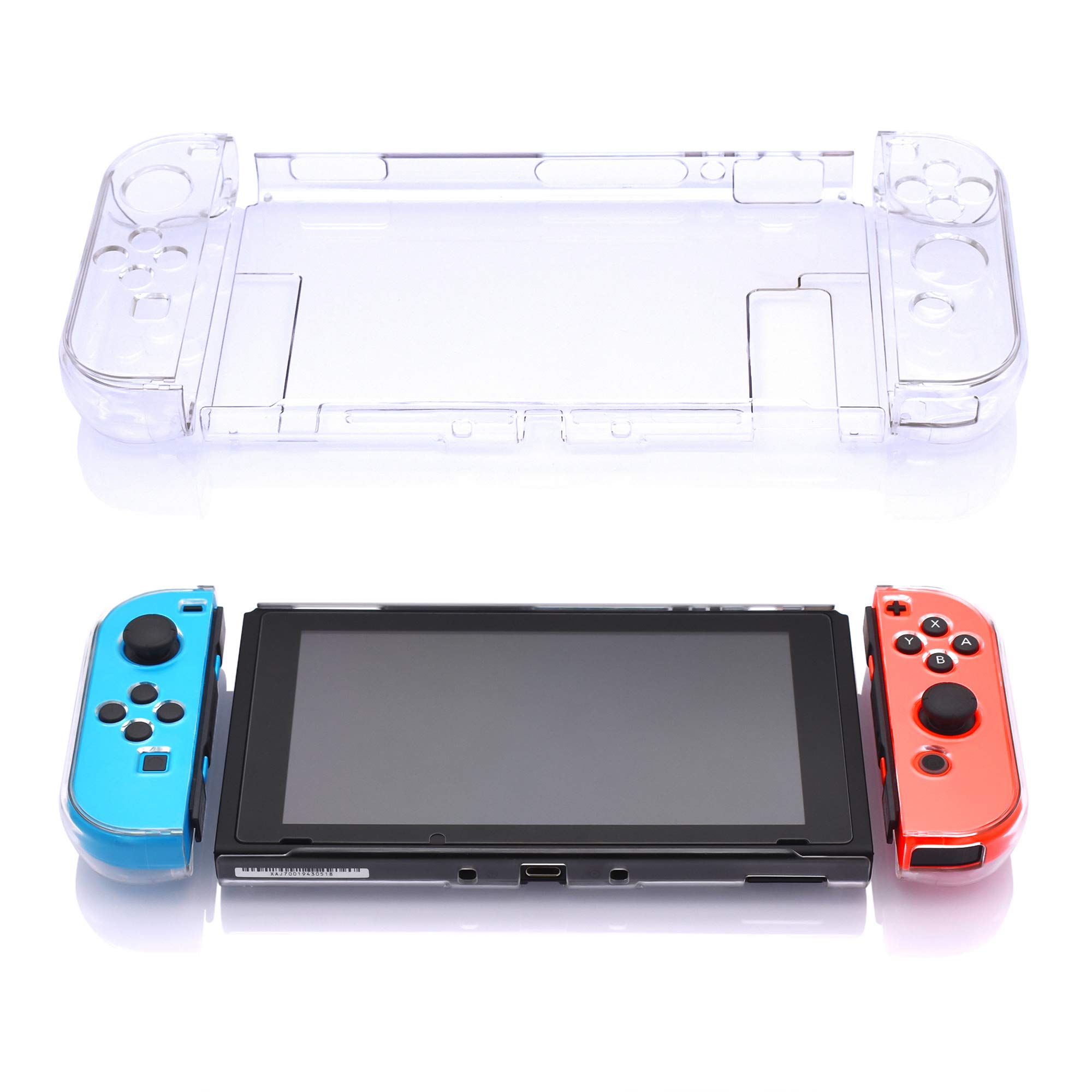 Dockable Case Compatible with Nintendo Switch, FYOUNG Protective Accessories Cover Case for Switch and for Switch Joycons with Thumbstick Caps- Clear
