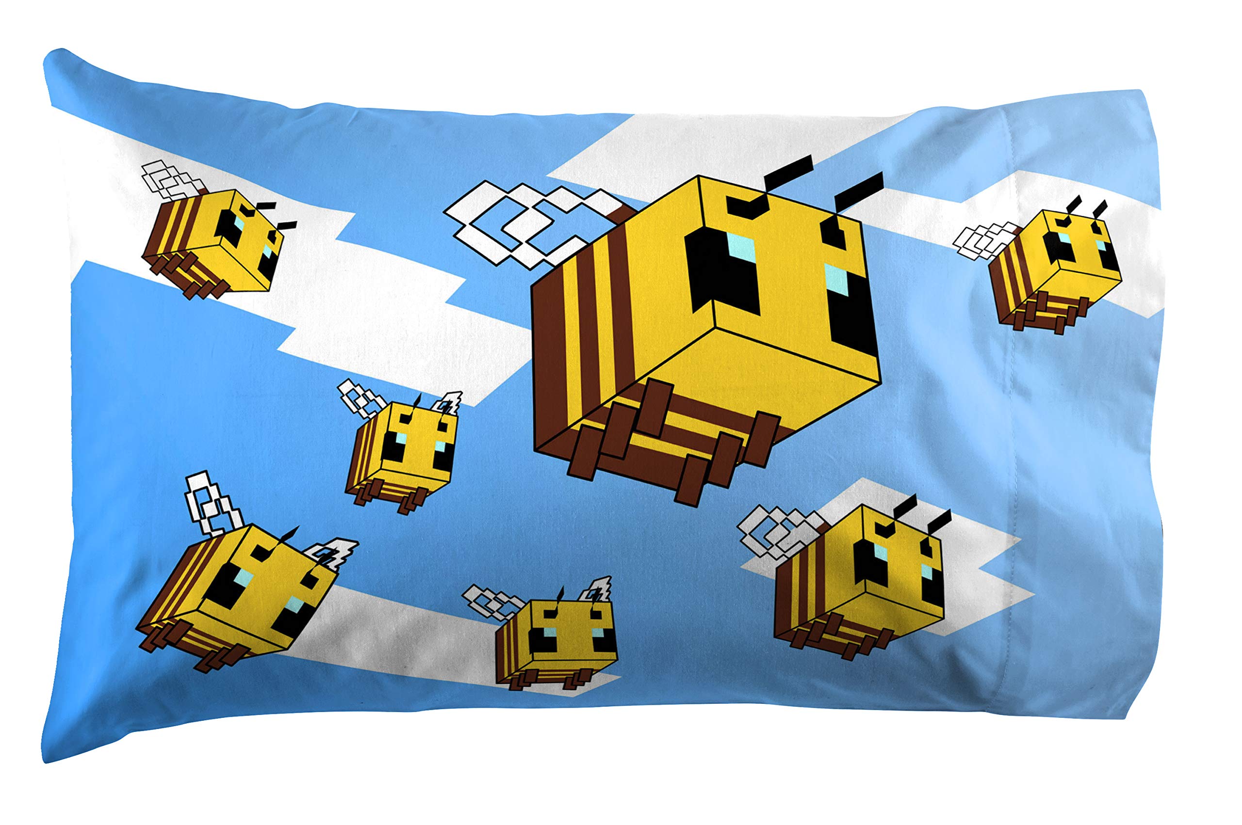 Jay Franco Minecraft Busy Working Bees 1 Pack Pillowcase - Double-Sided Super Soft Bedding