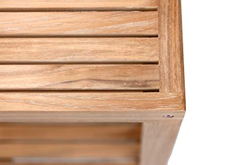 NORDIC STYLE TEAK Wood Shower Stool and Spa Bench with Shelf, Teak Shower Bench for Indoor and Outdoor Use, Teak Storage Bench, Teakwood Shower Bench, Natural Teak Finish, 35"