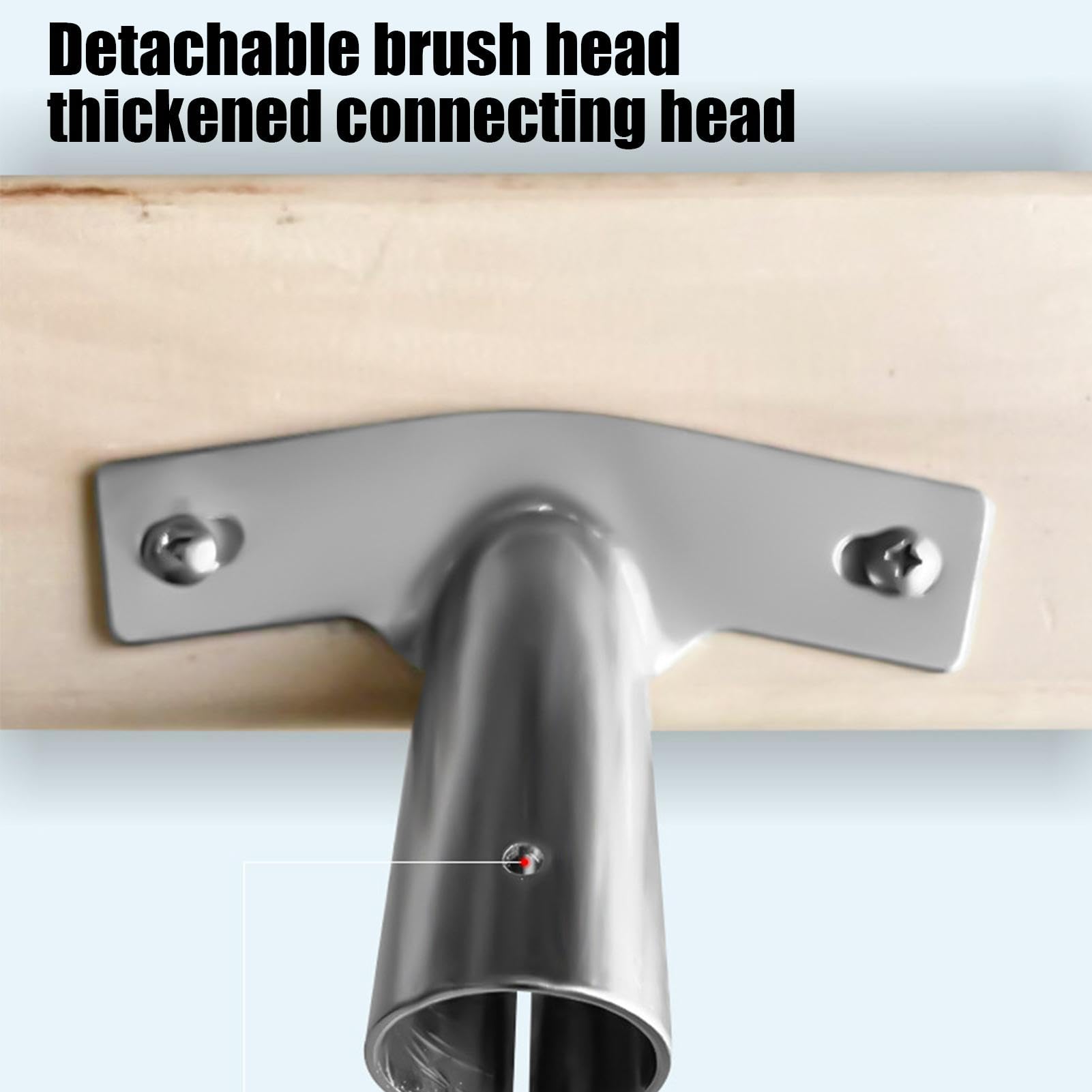 Floor Scrubbing Brush, Stainless Steel Wire Broom Deck Scrub Brush with Long Handle, Scrub Broom Stainless Steel, Stiff Bristle Scrubber Brush with Long Handle for Bathroom, Kitchen, Tile Floors