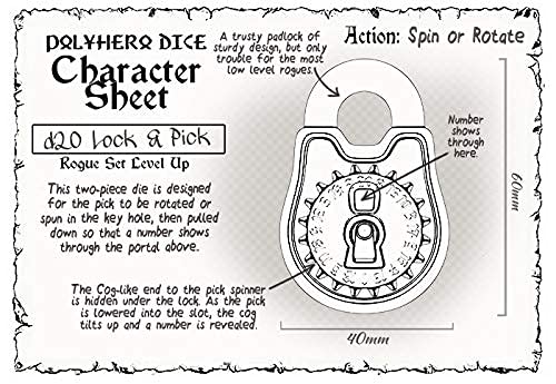 PolyHero Dice: Rogue: d20 Lock & Pick Set: Cold Iron