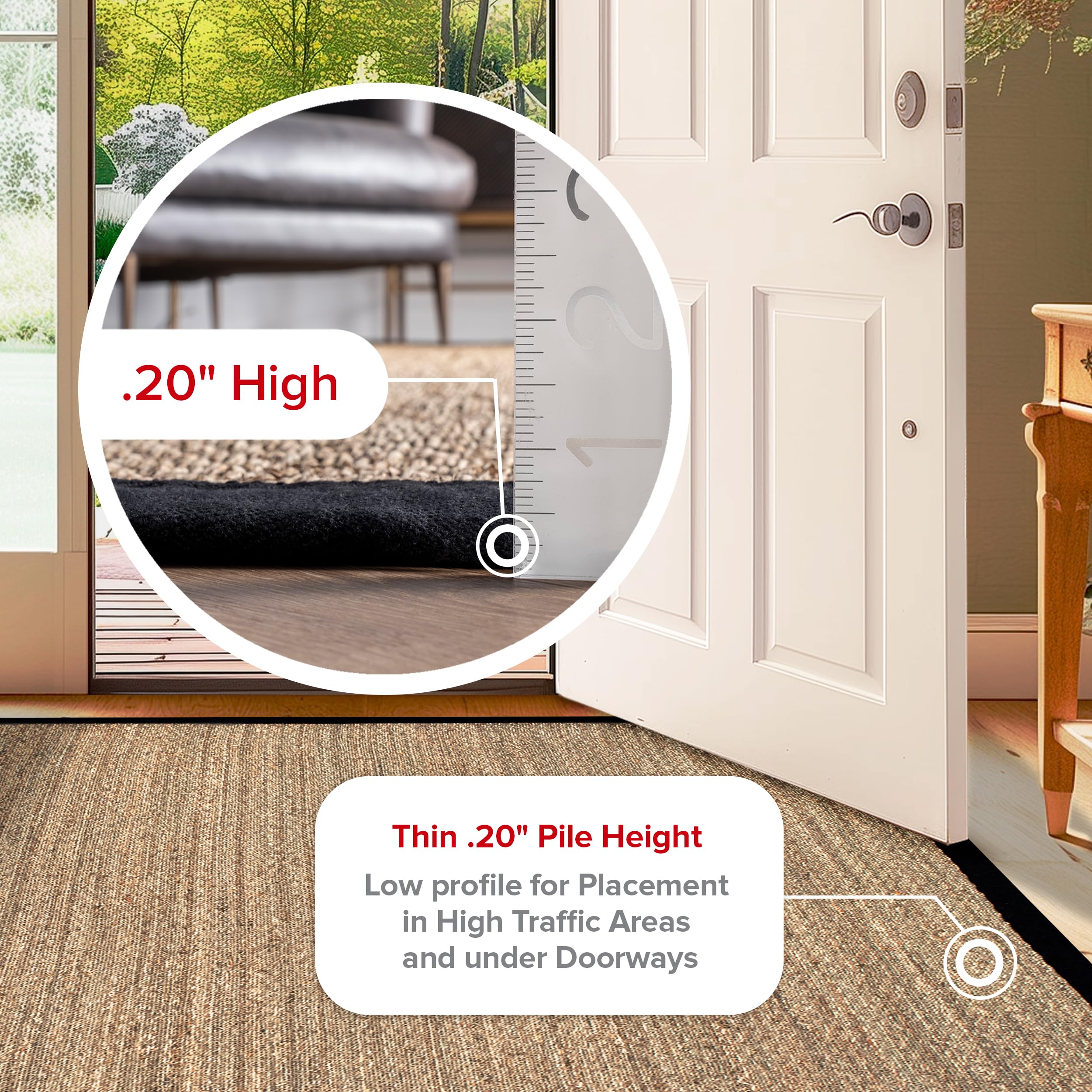 nuLOOM 4 Round Elijah Seagrass Area Rug, Black, Solid Farmhouse Style, Cotton Bordered, Basketweave, Natural Fiber, For Bedroom, Dining Room, Living Room, Hallway, Office, Kitchen, Entryway
