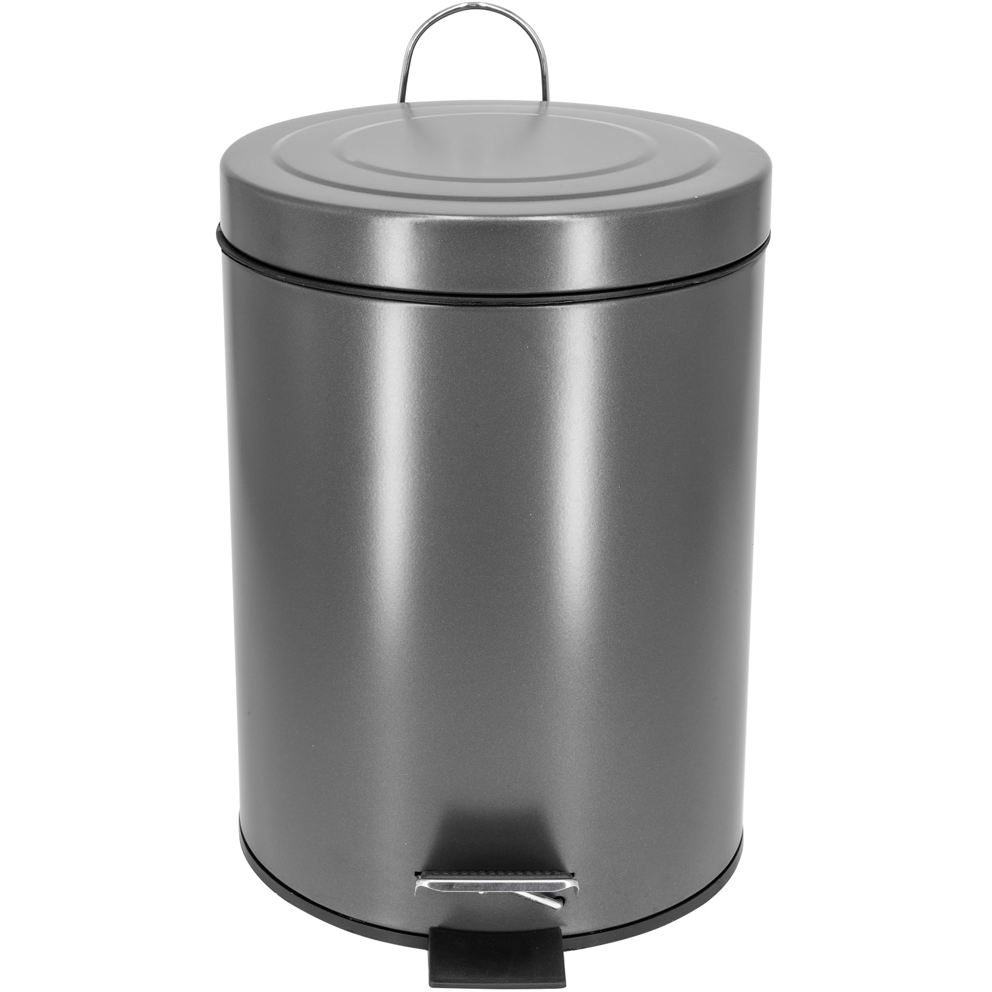 HOMEFITS Round 5L/1.3 Gal Trash Bin Plastic w/Lid-Eco, Easy Clean, Suitable for Bathroom, Bedroom, Office-Long Life Durable White Bathroom Trash, Office Bin
