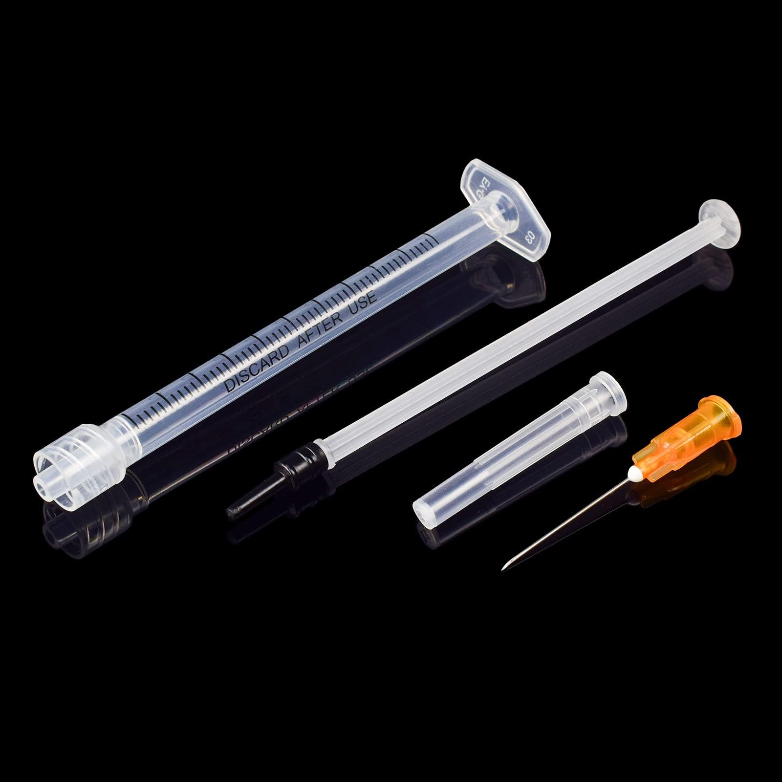 Eomhept 1ml 1cc 25 Gauge 1inch 25mm Disposable Lab Supplies, Individual Packing, Pack of 100
