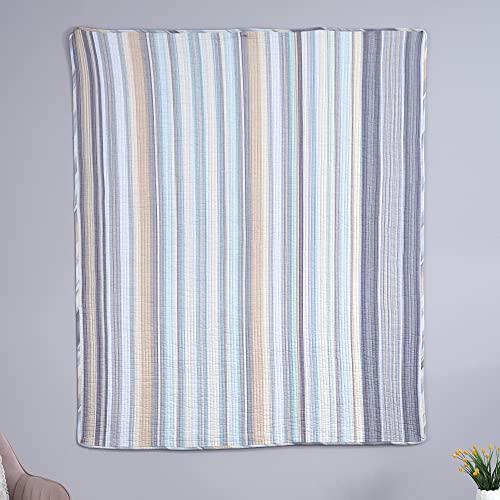 Greenland Home Durango 100% Cotton Reversible Throw Blanket, 50 x 60 inches, Sky