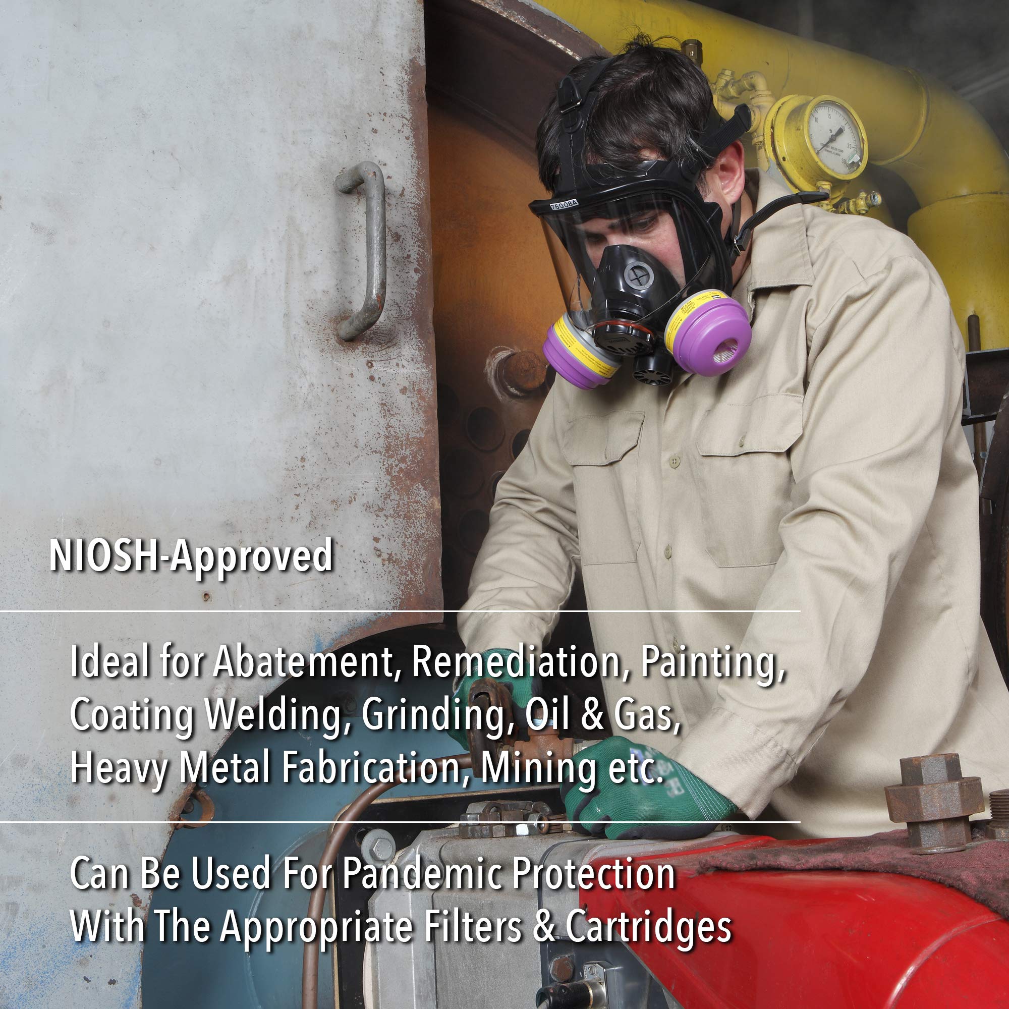 NORTH Honeywell North 7600 Series Niosh-Approved Full Facepiece Silicone Respirator With Welding Adaptor, Small (760008ASW)