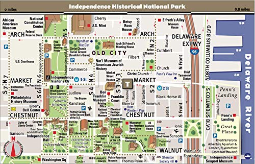 Philadelphia Pop-Up Map by VanDam — Laminated pocket size pop-up map of Central Philadelphia with all attractions, museums, sights, hotels & SEPTA Transit Map