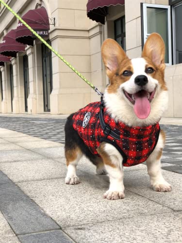 Macho Man Cold Weather Winter Dog Puppy Coat Harness Waterproof Windproof Warm Fleece Small Medium Large Dogs Holiday Pet Gift (Red Plaid, Large)