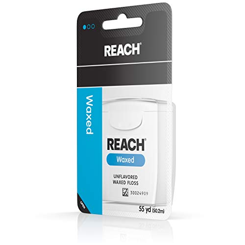 Reach Waxed Dental Floss | Effective Plaque Removal, Extra Wide Cleaning Surface | Shred Resistance & Tension, Slides Smoothly & Easily, PFAS FREE | Unflavored, 55 Yards, 1 Pack