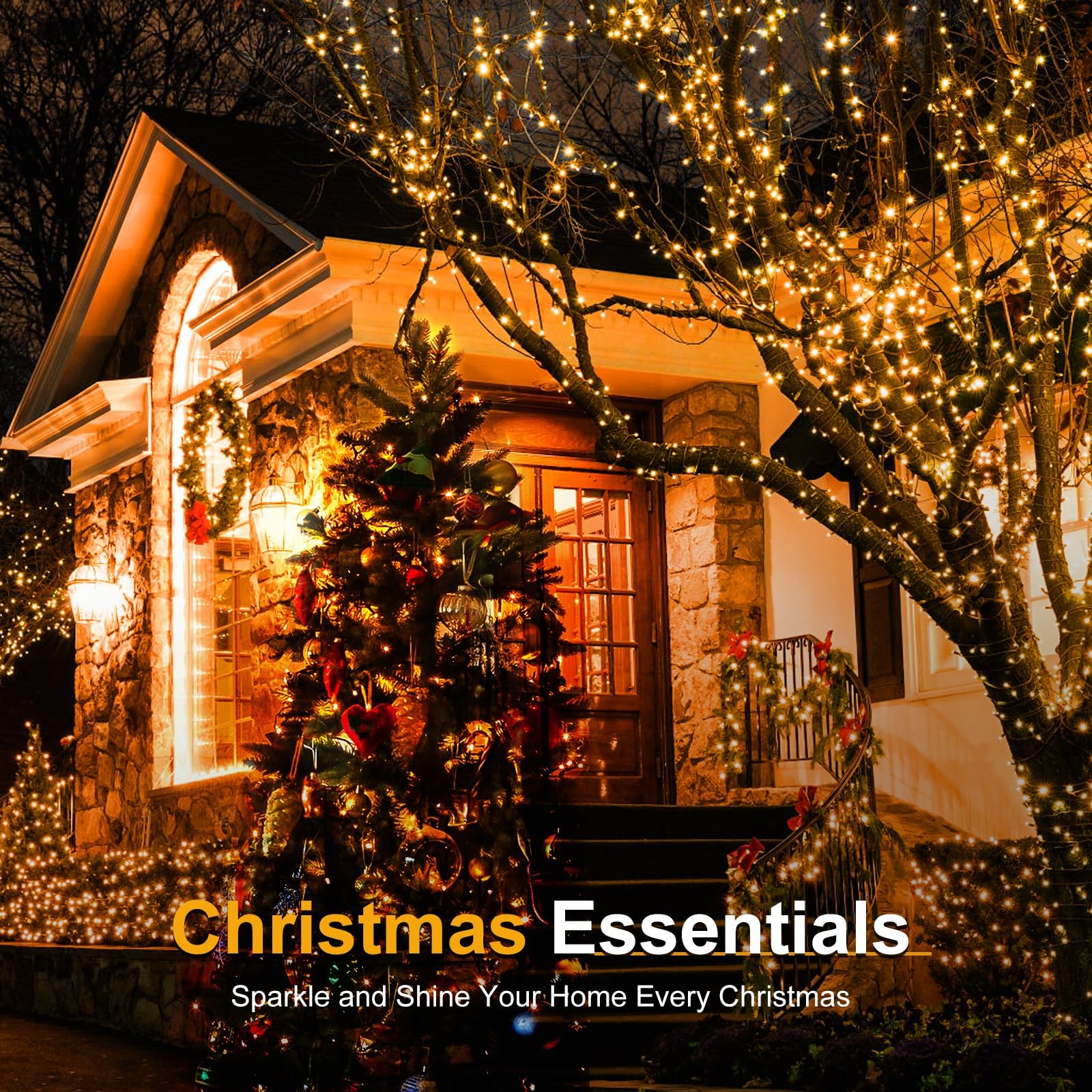 Christmas String Lights Outdoor, 328 FT 800 LED Christmas Tree Lights with 8 Modes and Timer, RF Remote Control Waterproof Warm White Fairy Lights for New Yard Garden Party X-mas