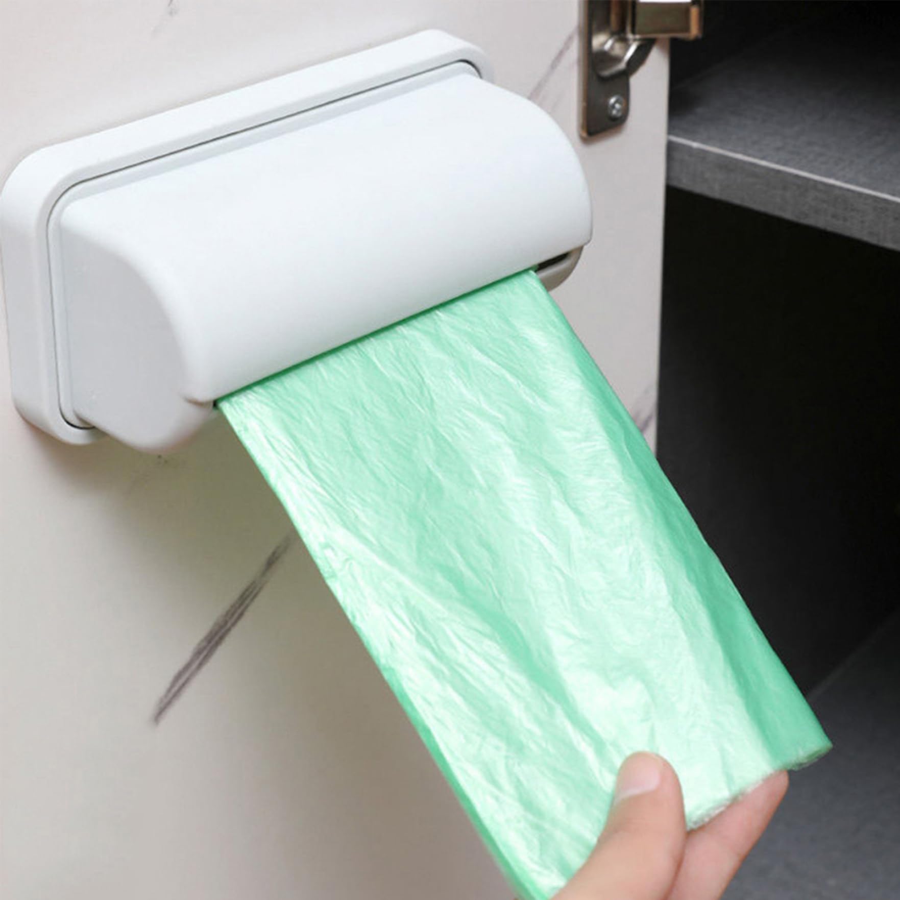 Garbage Bag Dispenser 2PCS Adhesive Mount Trash Can Liner Dispenser 5.9x3" Plastic Trash Bag Dispenser Roll Holder