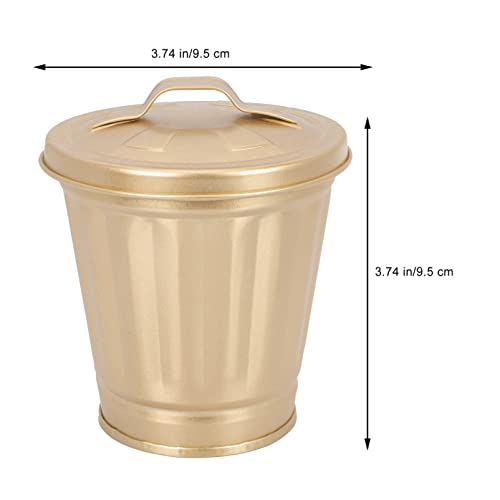 TOPBATHY 2 Pcs Mini Trash Can Metal Garbage Can with Lid Pencil Cup Holder Desktop Wastebasket Galvanized Garbage Holder Flower Buckets for Home Kitchen Office Decor