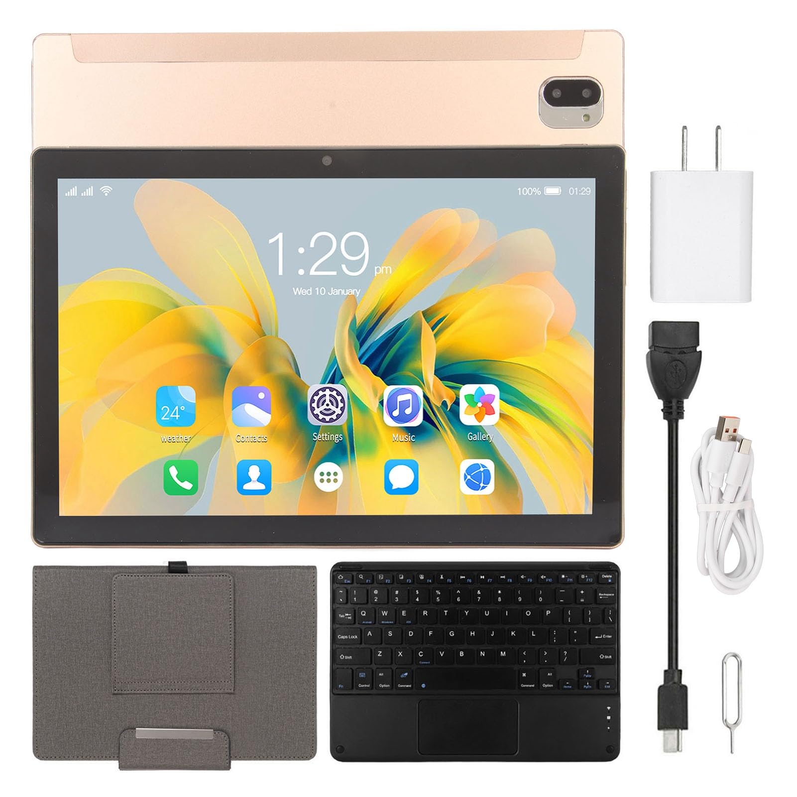 ciciglow 10.1 Inch FHD Tablet, 6GB RAM, 128GB ROM, Octa Core, Dual Camera, 5G WiFi, 4G LTE, Office Tablet with Keyboard and Case (US Plug)