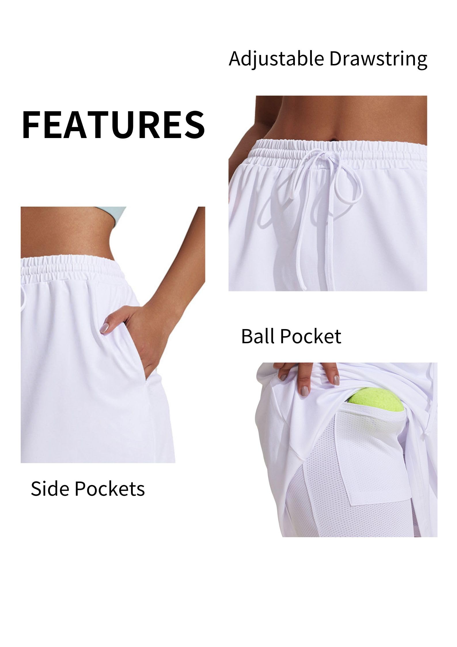 COOrun Women's Golf Skirts with Pocket High Waisted Tennis Skort for Running Workout Sports?WhiteXL?