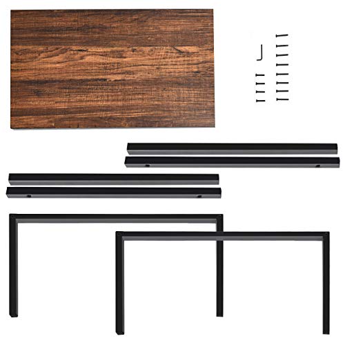 Tangkula Sofa Side Table C Shaped Table, Vintage Couch Table Sofa Side Table for Coffee Snack Laptop, Living Room TV Tray End Table