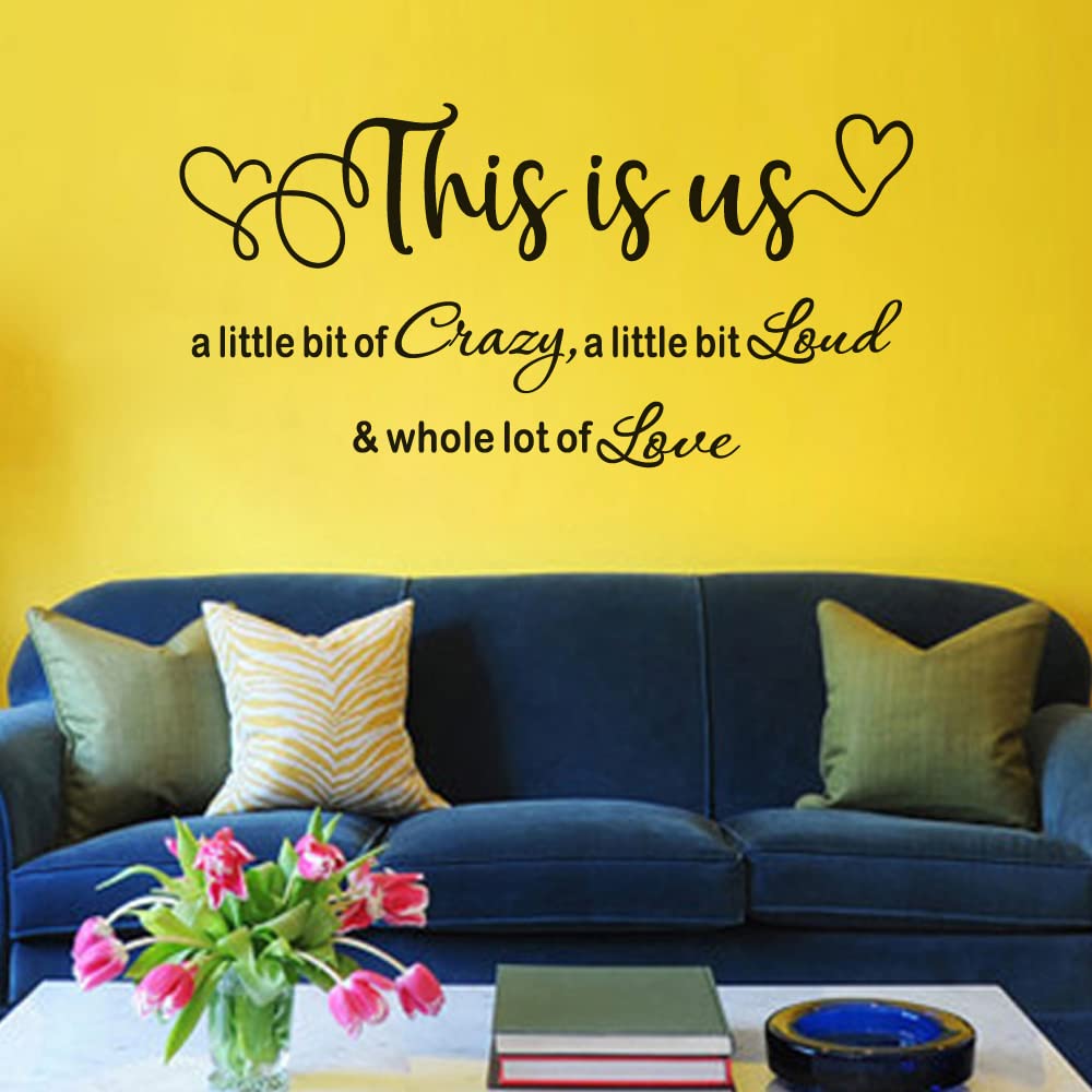 FlyWallD Bedroom Wall Decals Peel and Stick Vinyl Art Love Stickers House Nursery Decor - This is Us A Little Bit of Crazy