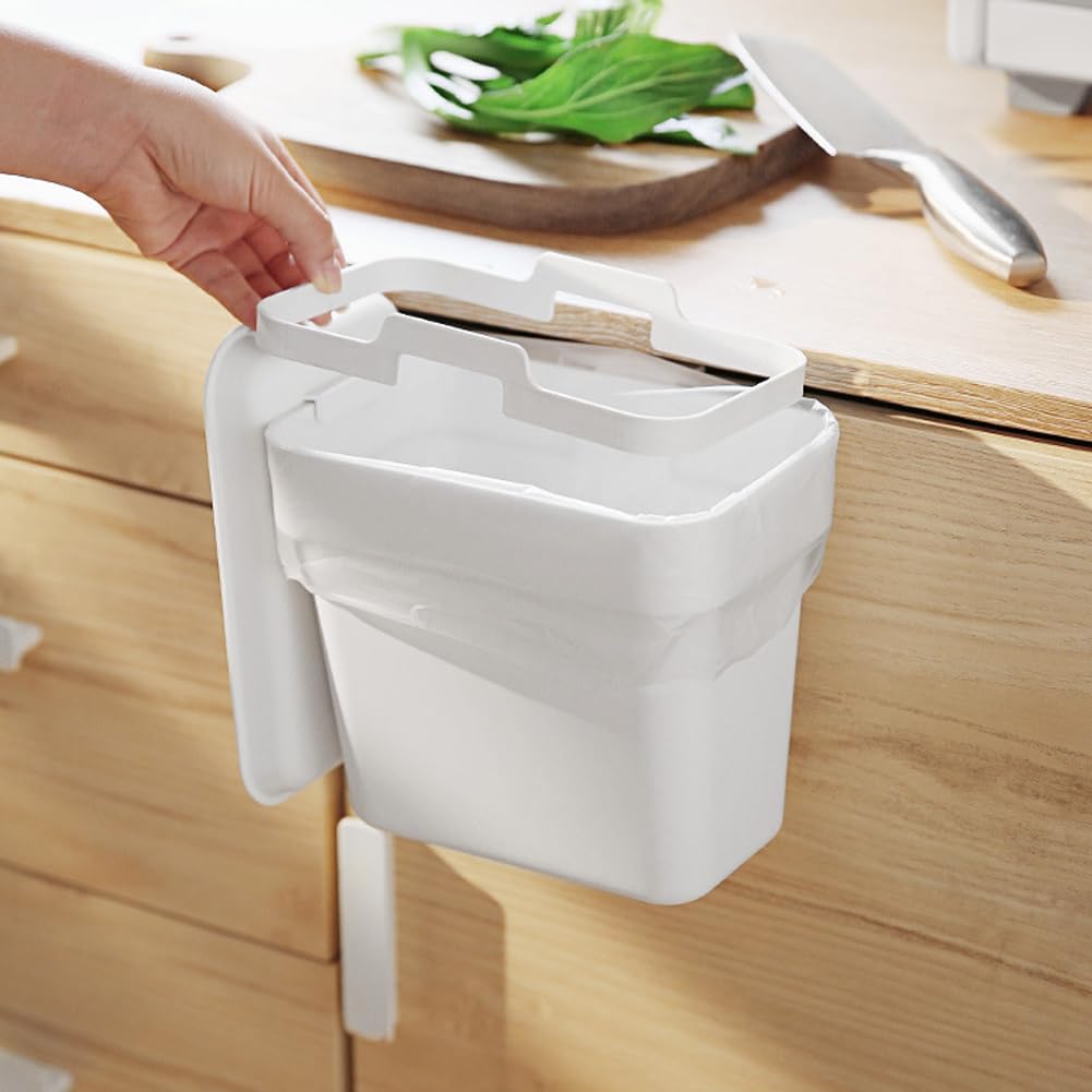 kaileyouxiangongsi 0.8 Gallon Hanging Small Trash Can with Lid for Cupboard/Bathroom/Bedroom/Office/Camping,Grey