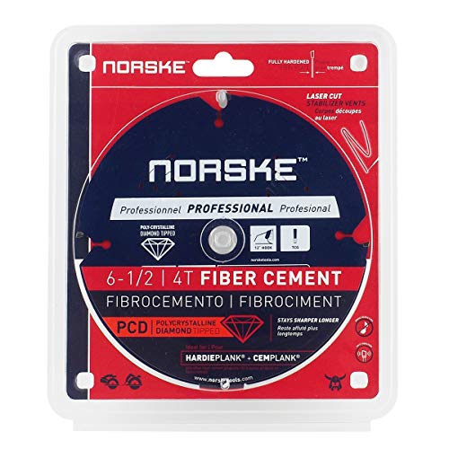 Norske Tools NCSBP281 6-1/2 inch 4 Tooth Polycrystalline Diamond (PCD) Hardie Fiber Cement Saw Blade