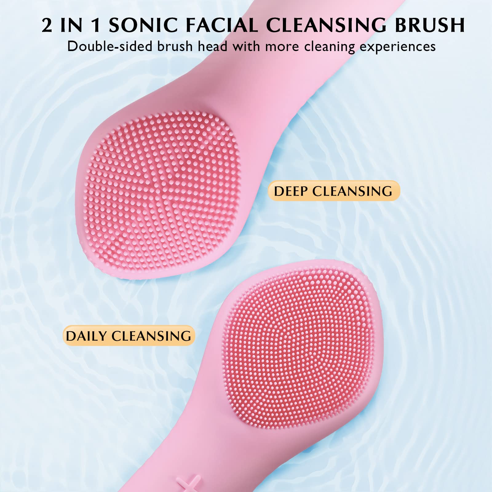 Facial Cleansing Brush Face Scrubber: Electric Sonic Vibration Face Brush for Exfoliating and Deep Cleaning Silicone Rechargeable Cleanser Device Waterproof Machine Skin Wash Exfoliator System