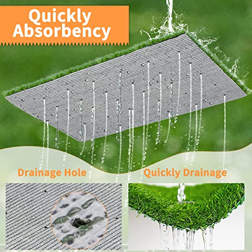 LOOBANI 35in x 23in Extra Large Grass Porch Potty Tray, 2-Pack Replacement Artificial Grass Puppy Training Pads, Quickly Absorbency Portable Dog Patio Potty for Balcony/Apartment Use