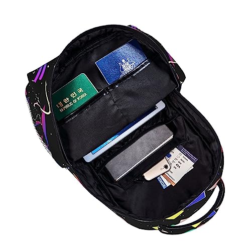 MANQINF Funny 80S 90S Pattern Backpack Casual Hiking Camping Travel Backpacks Lightweight Daypack Bag Women Men Bookbag