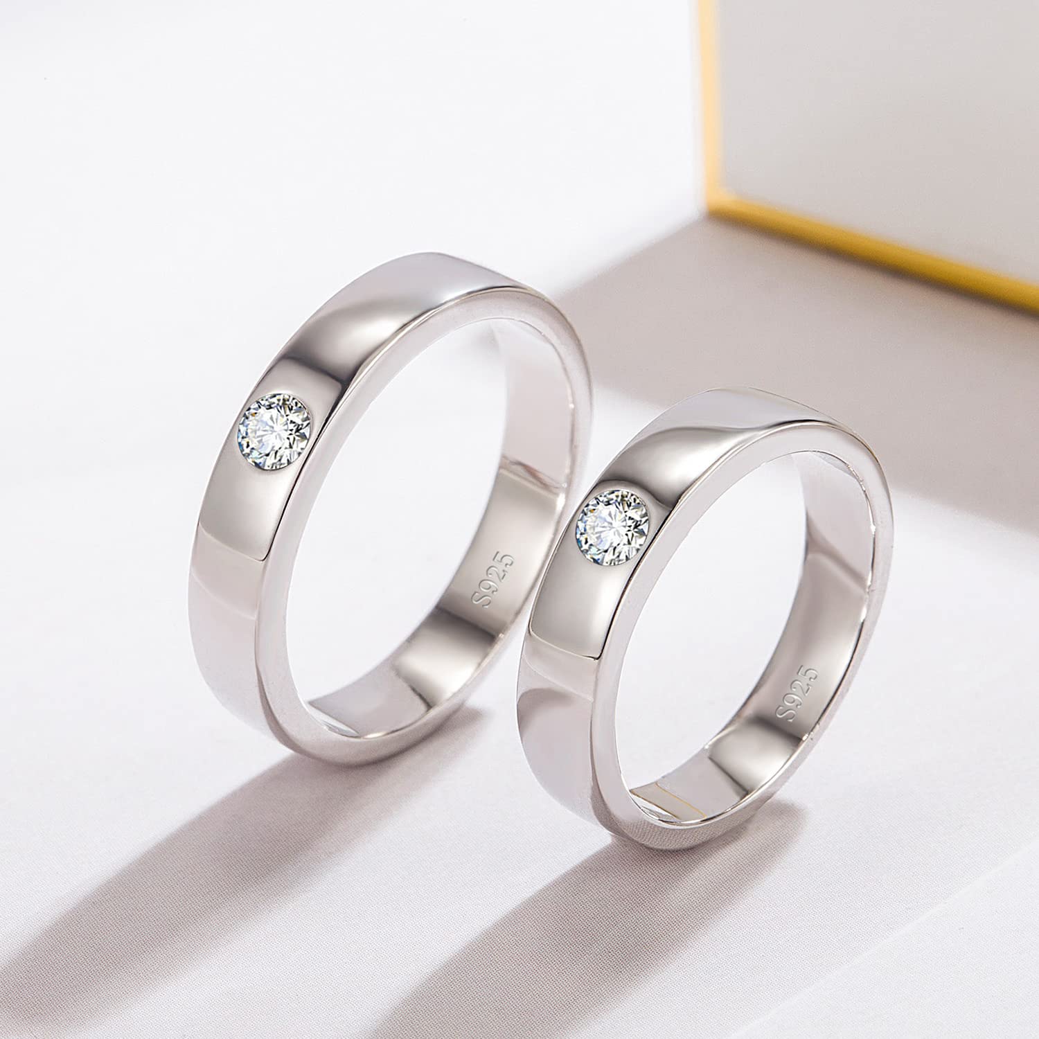 Dankadi Fashion Sterling Silver Men & Women Wedding Band Engagement Ring With Cubic Zirconia CZ 4.5MM Smooth Plain Dome Comfort Couples Ring Sizes 5 to 13 (7)