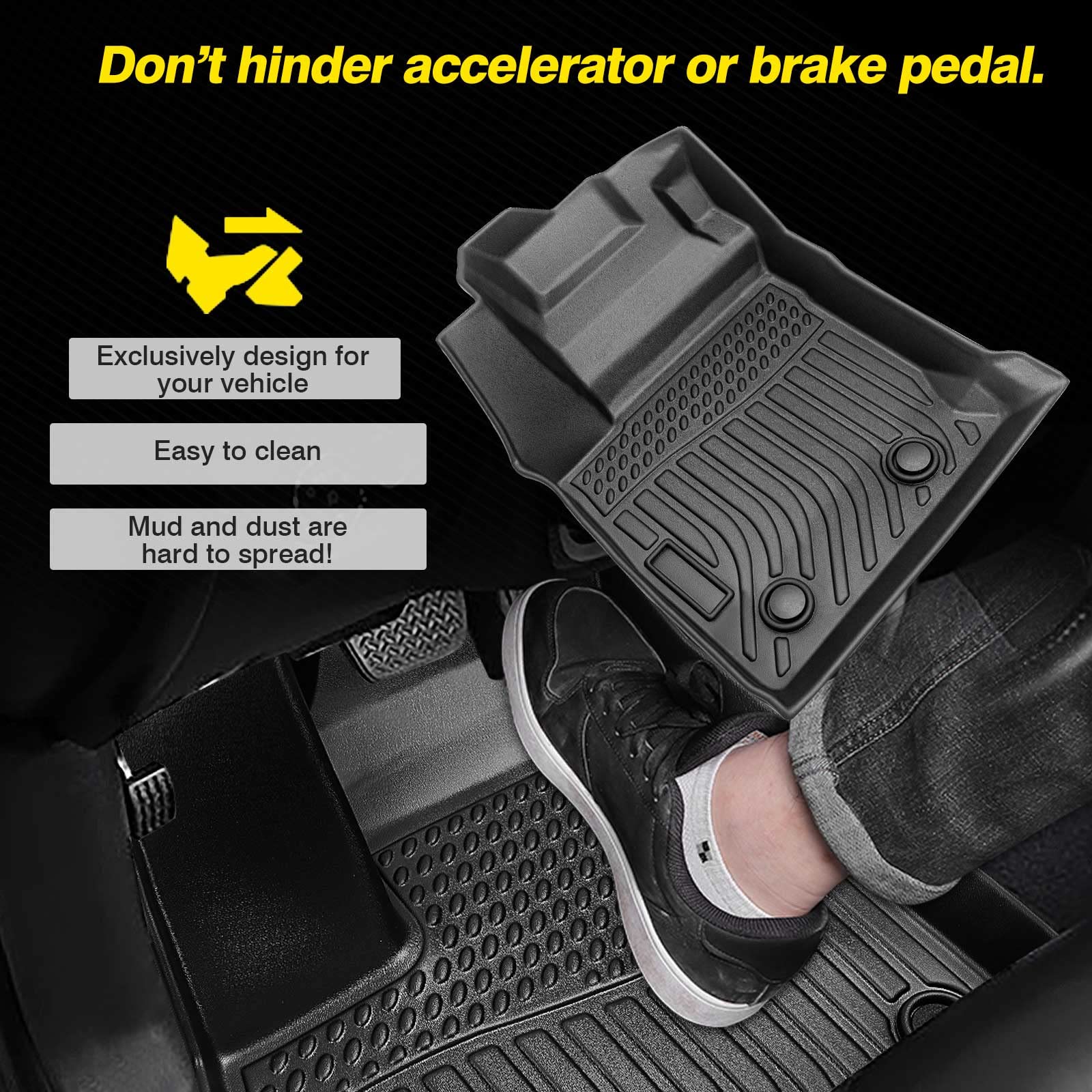 Cartist Floor Mats Compatible with Ford Fiesta 2011 2012 2013 (Only for Automatic Transmission) All Weather Floor Liners 1st and 2nd Row 5D Carpet Protection TPE Odorless