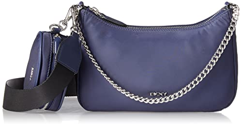 DKNY Women's Sporty Caelynn Pouchette Handbags Crossbody, Indigo/Silver, Medium US