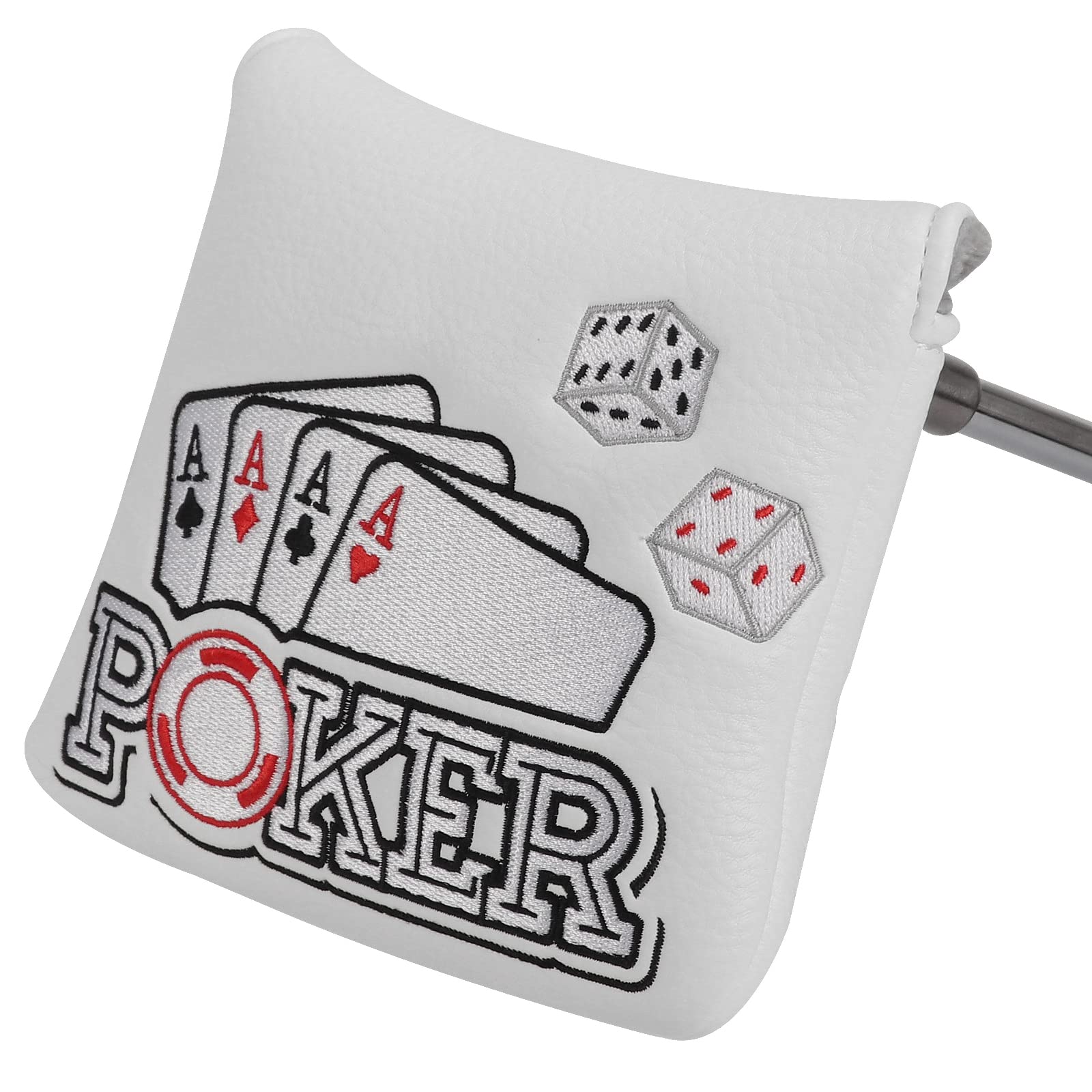 Craftsman Golf 4 Aces Poker and Chips White Magnetic Mallet Putter Head Cover for Taylormade Spider GT SPLITBACK Putter etc.