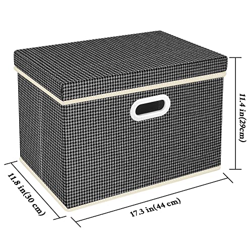 TYEERS Large Collapsible Storage Bins with Lids, Patterns, Washable, Fabric Decorative Storage Boxes for Organizing 17.3x11.8x11.4 inches, 5 Pack, Gray