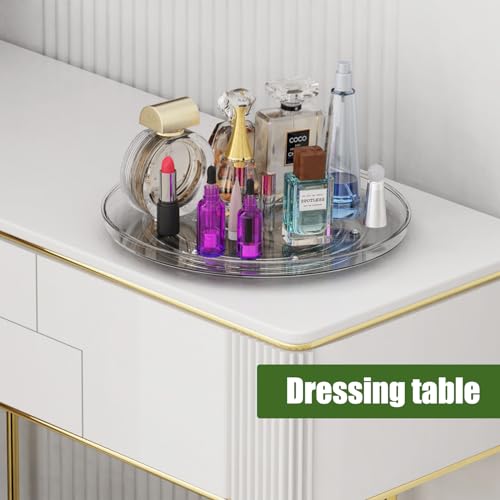 HITISPACE 10.6 Inch Lazy Susan Organizer 2 Pack, Clear Turntable Organizer for Cabinet, Plastic Rotating Spice Rack Pantry Organization and Storage for Kitchen, Bathroom, Countertop, Table, Fridge