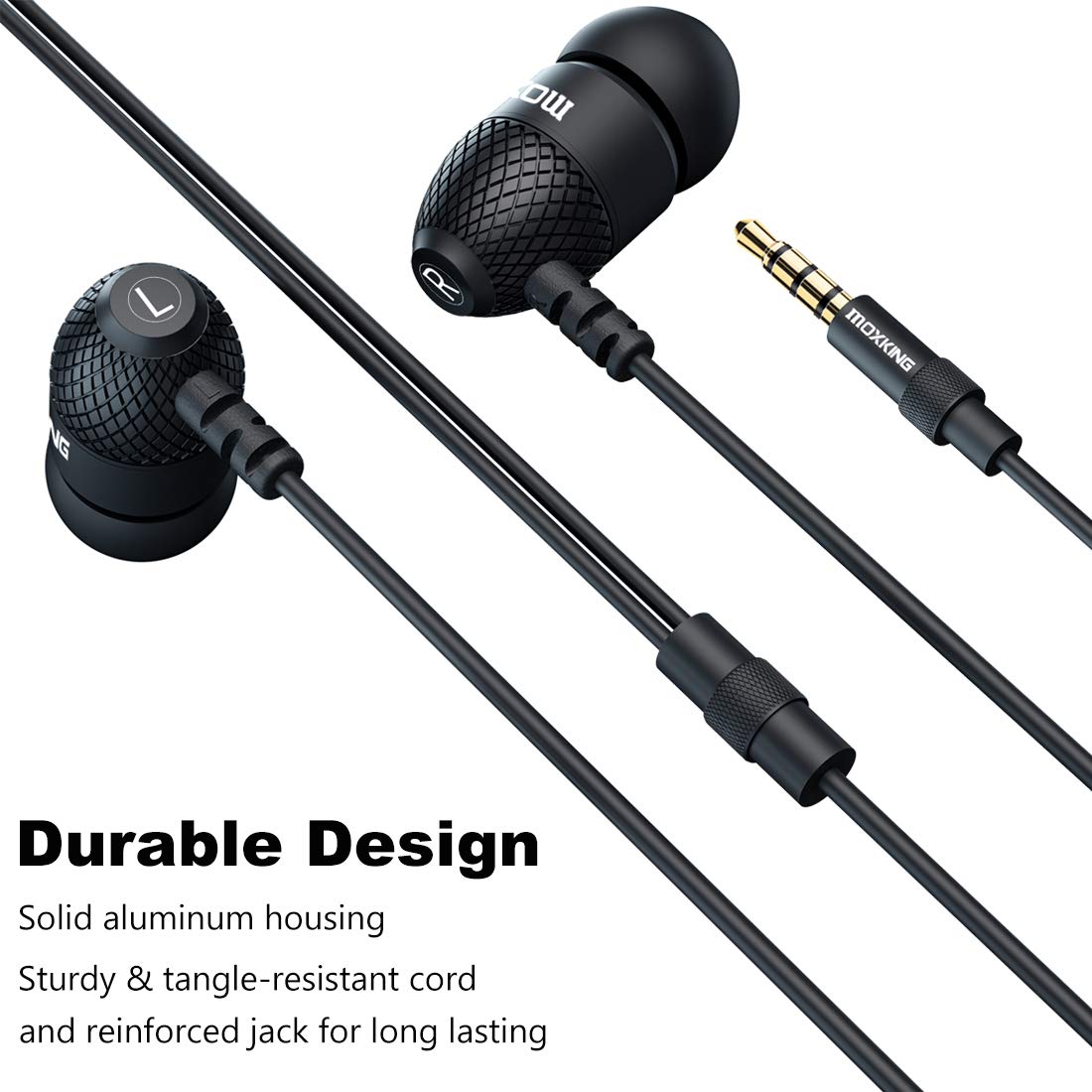 Joymiso Earbuds Headphones with 12Ft Extra Long Cord Length & Long Cord Durable Metal Earphones Earbuds Bundle, with Mic and Volume Control, for Cell Phones Computer Laptop TV, Deep Bass Clear Sound