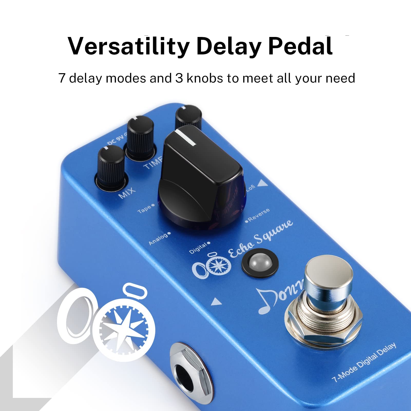 Donner Delay Pedal & 6 Inch Guitar Patch Cable Guitar Effect Pedal Cables Black 6 Pack