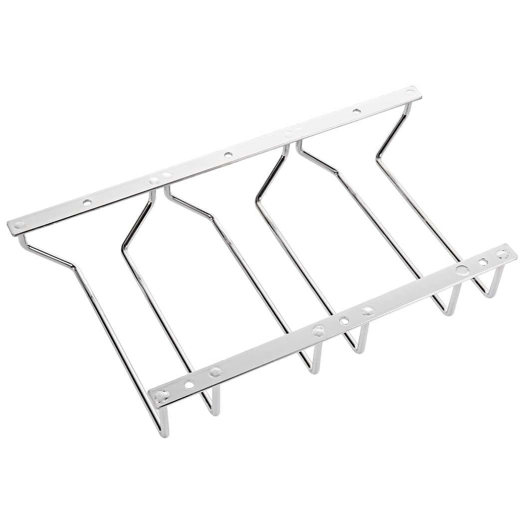 Dianoo 18cm Wine Glass Rack Under Cabinet, Wine Glass Holder, Hanging Stemware Rack, Metal Chrome Finish, 3 Rows