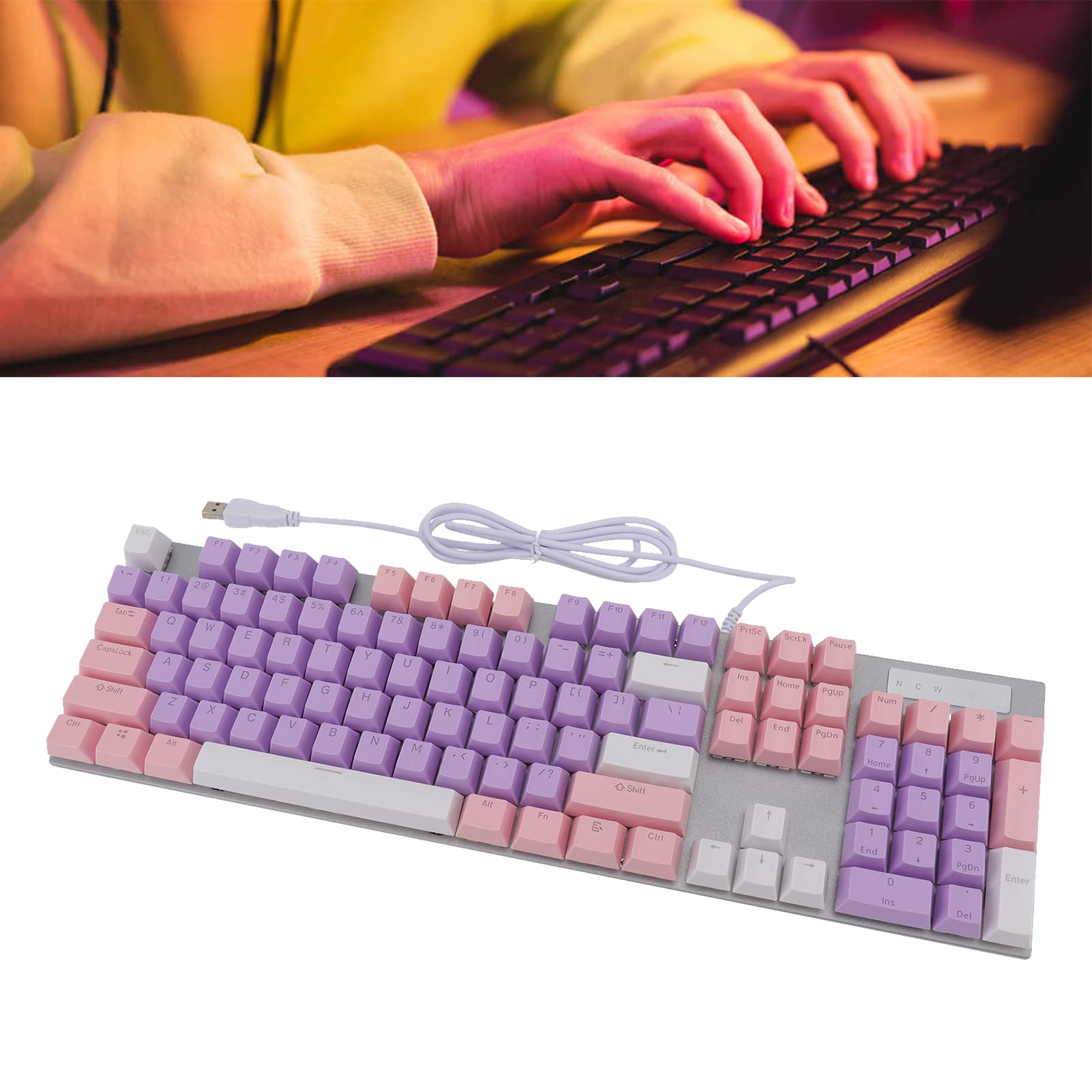 Gaming Keyboard, 104 Keys Ergonomic RGB Backlit Keyboard,Wired Keyboard with Wide Compatibility,Durable and Potable Mechanical Keyboard, Gaming PC Keyboard for Windows for OS (