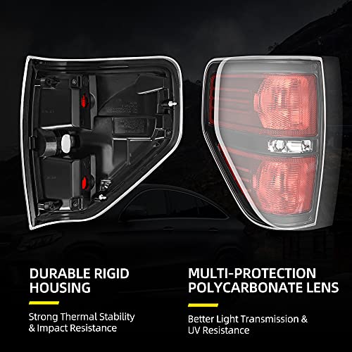 DWVO Tail Light Assembly Compatible with 2009 2010 2011 2012 2013 2014 Ford F150 & F-150 Styleside Pickup Truck Taillights Replacement Tail Lamps