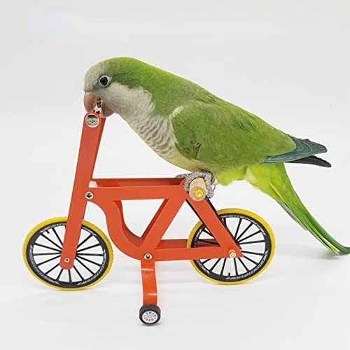 YANQIN Bird Intelligence Training Toy,Parrot Puzzle Bicycle Toy for Small Medium Bird,Parrot Educational Table Top Trick Prop Toy,Bird Foot Talon Toy for Lovebird Conures Parakeet (Large)
