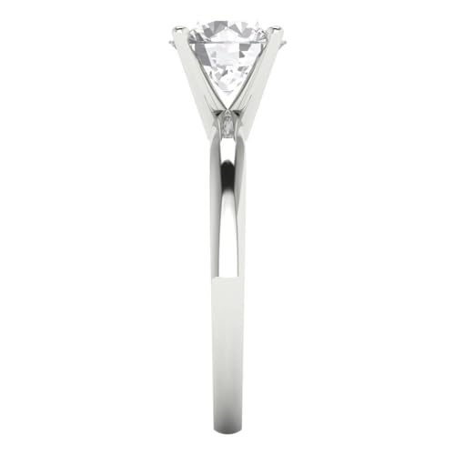 Clara Pucci 1.50 ct Round Cut Solitaire Moissanite Engagement Wedding Bridal Promise Anniversary Ring in 18K White Gold Size 8