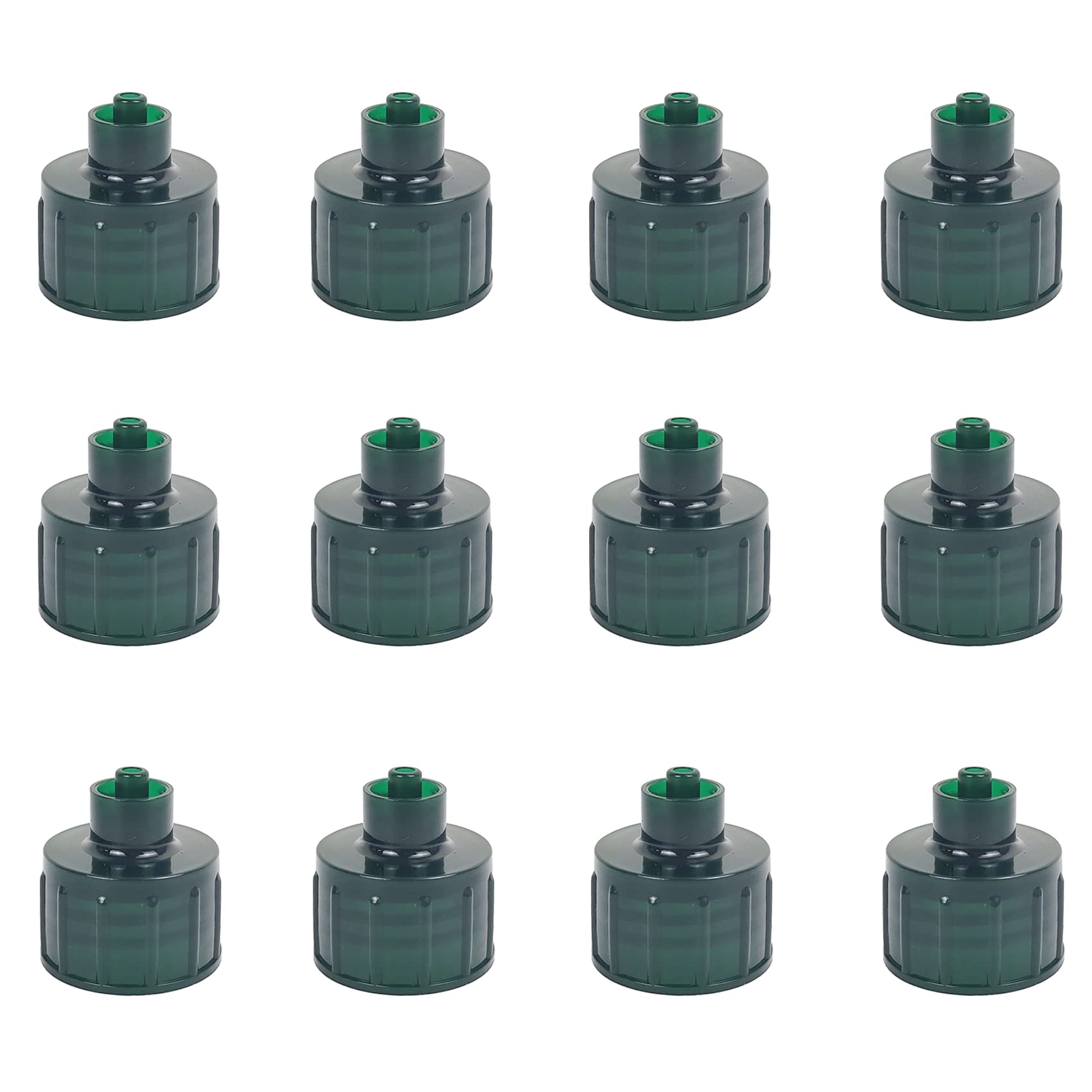 EDSRDUS Compatible with Luer Lock Green Dispensing Caps, Replacement Caps for Squeeze Bottles, 20/410 Neck Diameter 20mm, Thread Type 410 (Pack of 12)