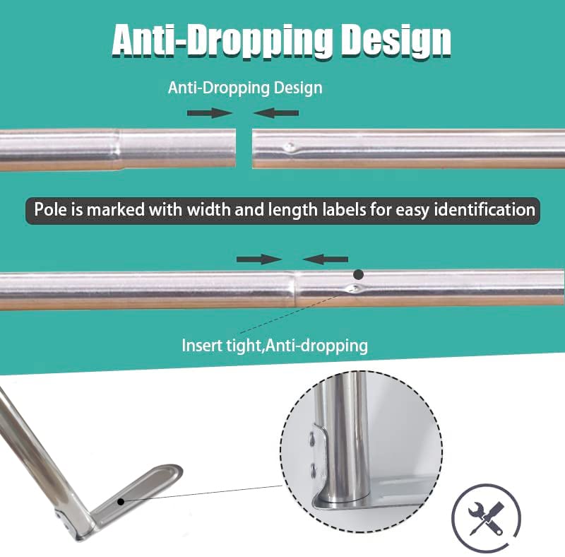 Mengersi Silver Canopy Bed Frame Post Full Size Stainless Steel Four Corner Bed Mosquito Net Frame Bracket Fit for Metal Bed Wood Bed