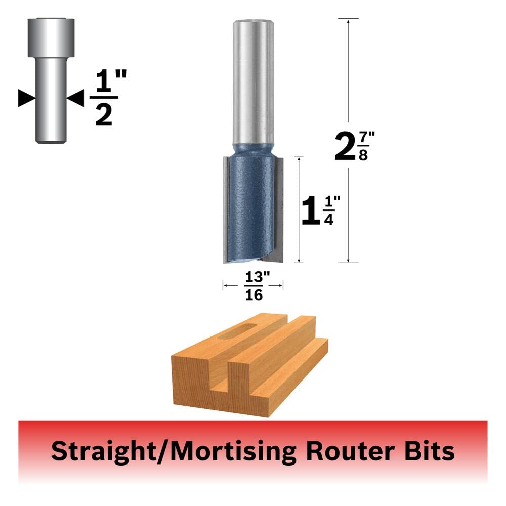 BOSCH 85457M 13/16 In. x 1-1/4 In. Carbide Tipped 2-Flute Straight Bit