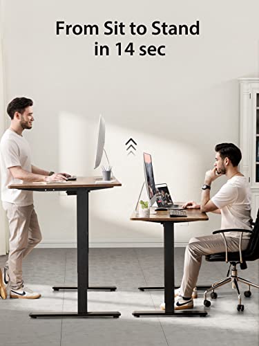 Totnz Standing Desk Adjustable Height, Electric Standing Desk with Starage Bag, Stand up Desk for Home Office Computer Desk Memory Preset with Headphone Hook (55X34 Inch, Rustic)