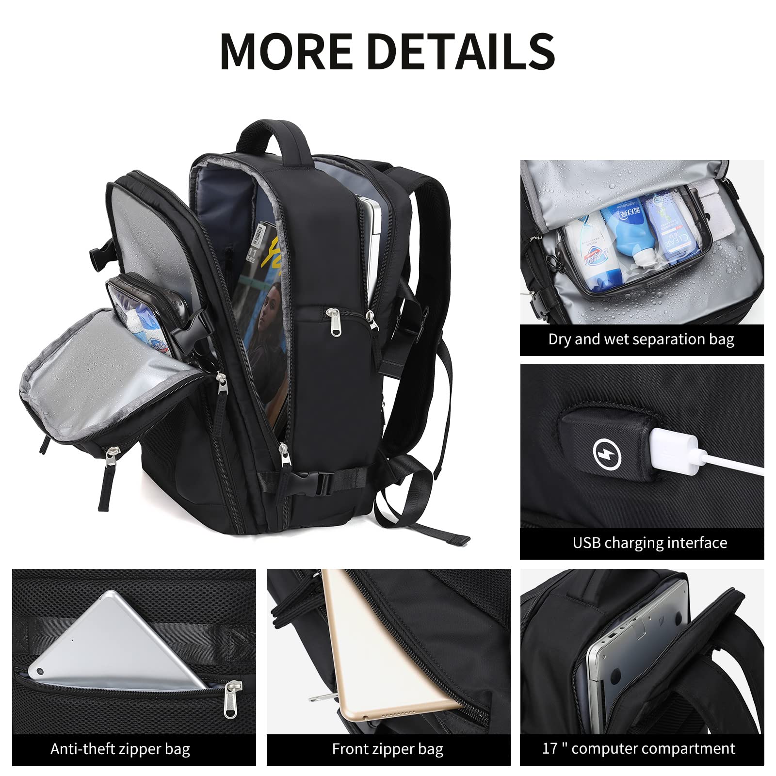coowoz Casual DaypacK College Bag,Large Travel Backpack Women, Waterproof Outdoor Sports Rucksack Carry On Backpack,Hiking Backpack